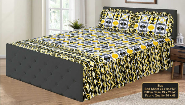 Platinum Pure Cotton Frill Bed Sheet King 3pcs PFR05 Nishat Home